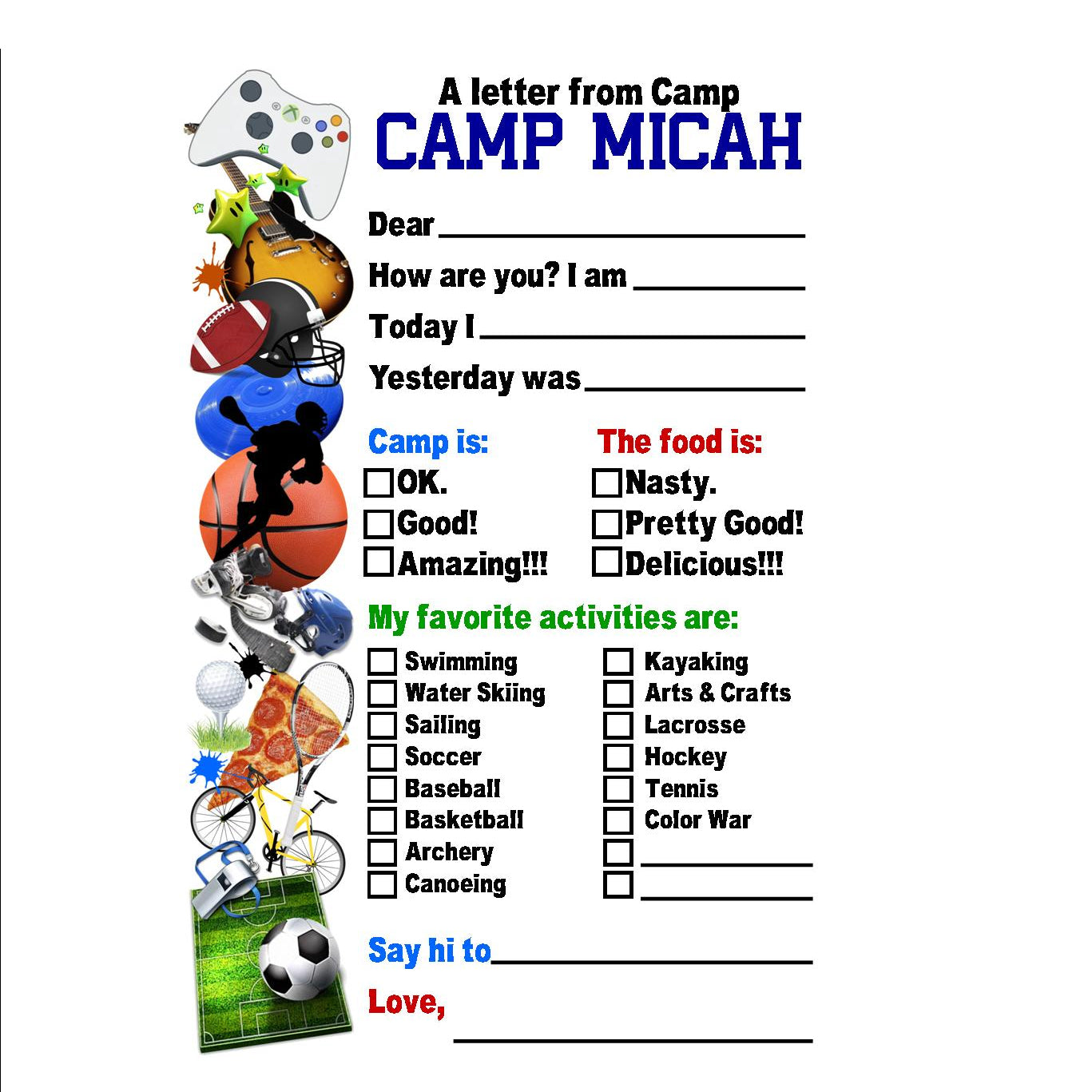 All For Boys Fill-In Camp Notecards | Letters FROM Camp Notecards with ...
