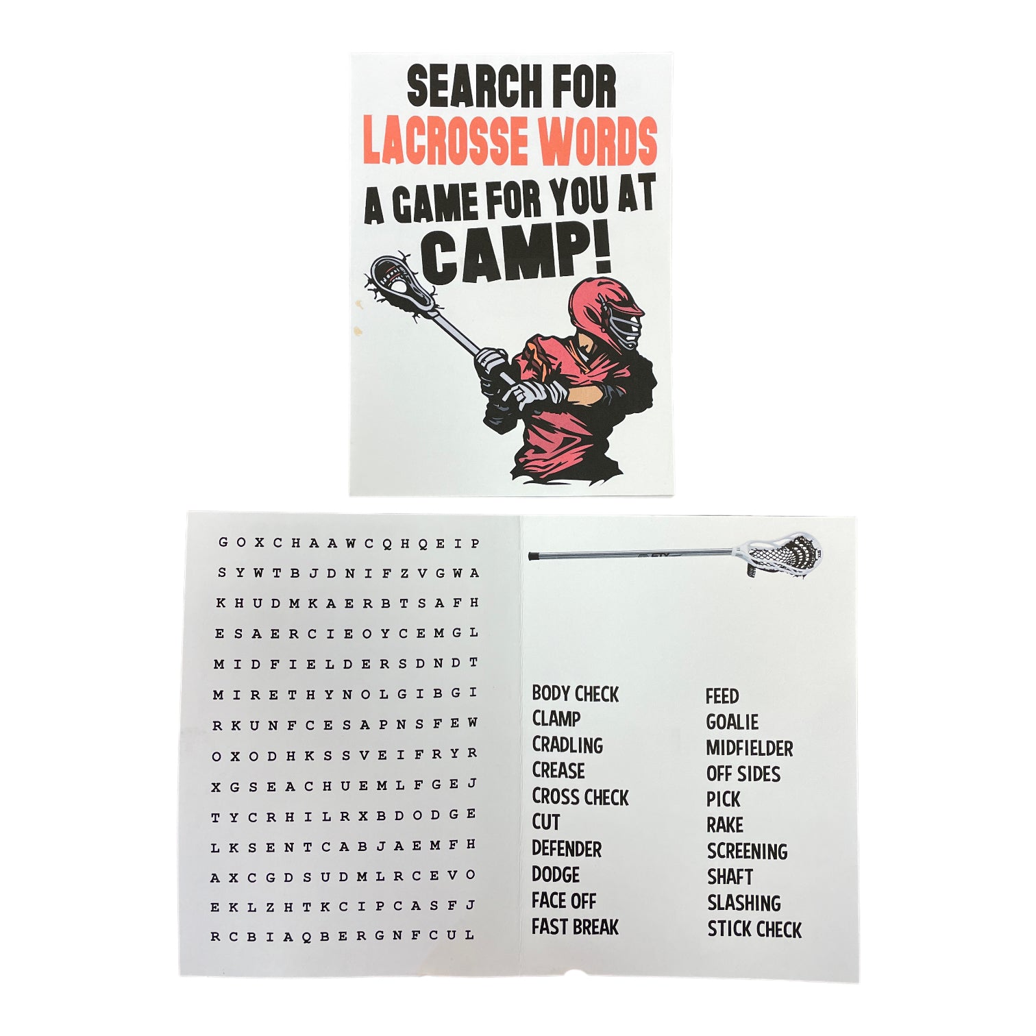 Lacrosse Word Search Camp Card – Bee Bee Designs