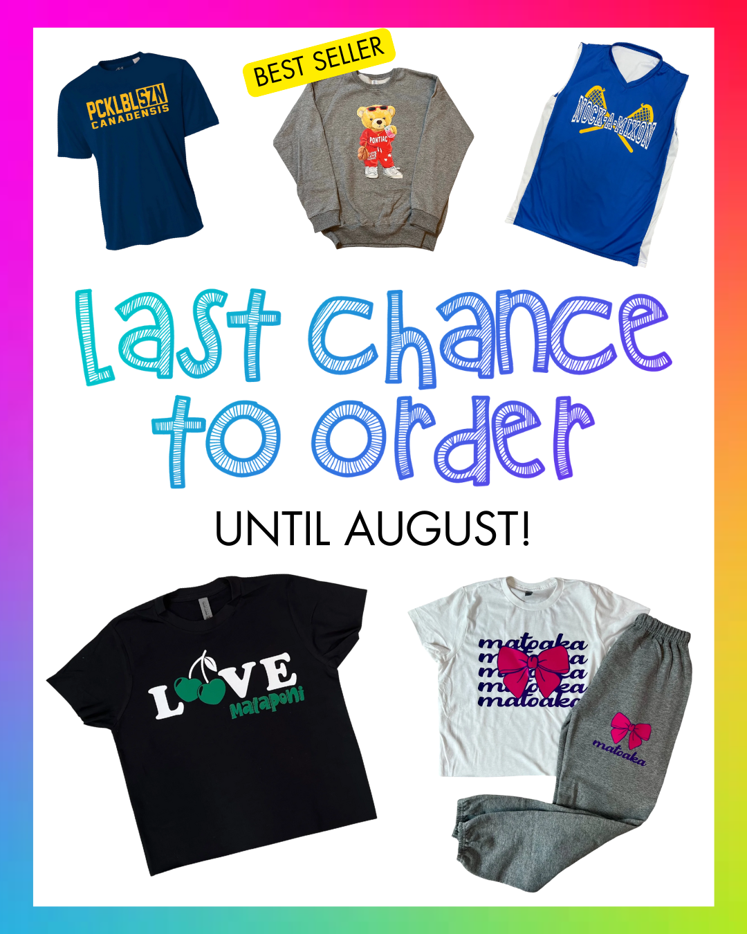 Last Day to Order Until August | Bee Bee Designs