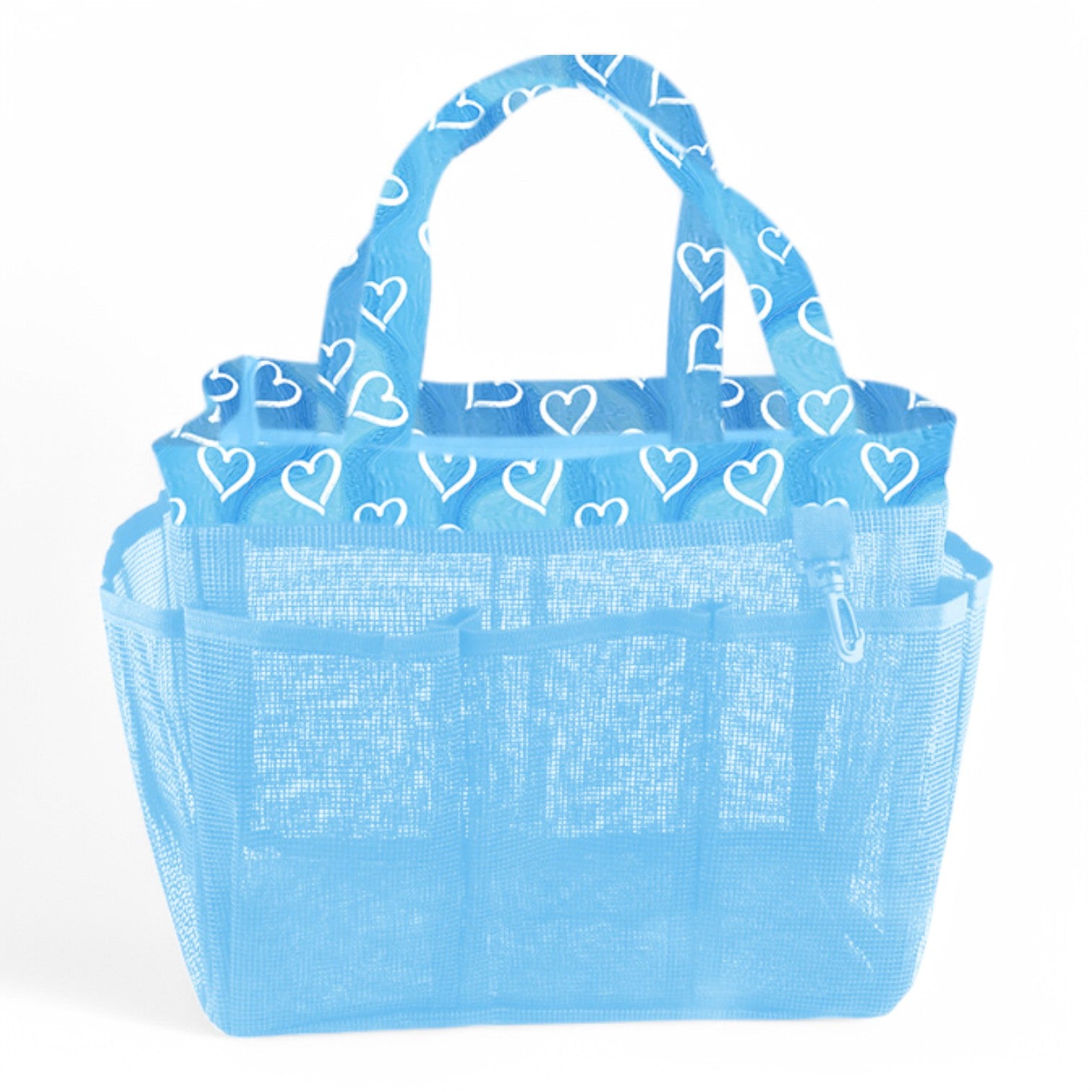 Blue Painted Hearts Mesh Shower Camp Shower Caddy | Bee Bee Designs