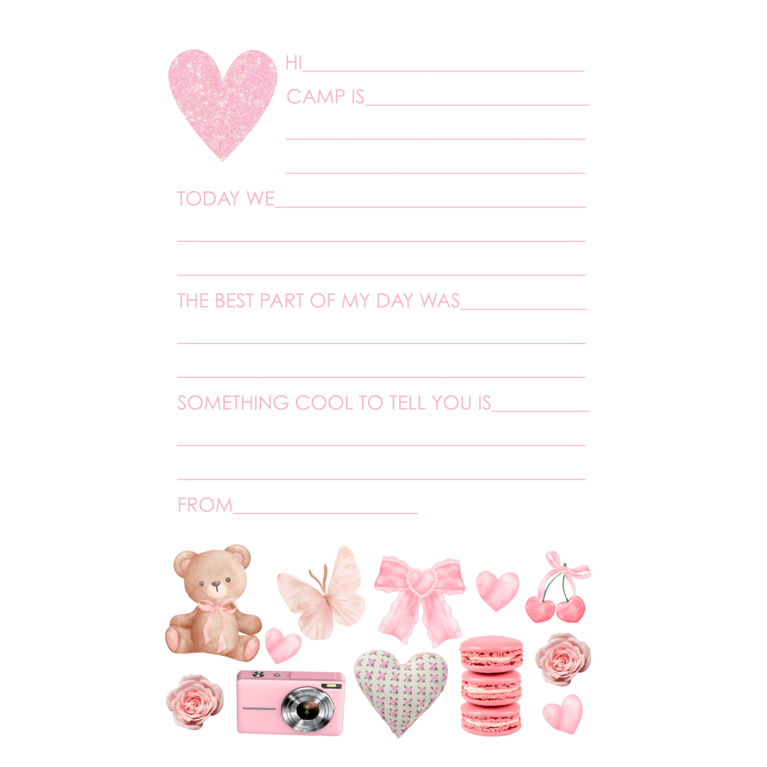 Preppy Fill-In Camp Notepad | Easy Camp Stationery for Kids | Bee Bee ...