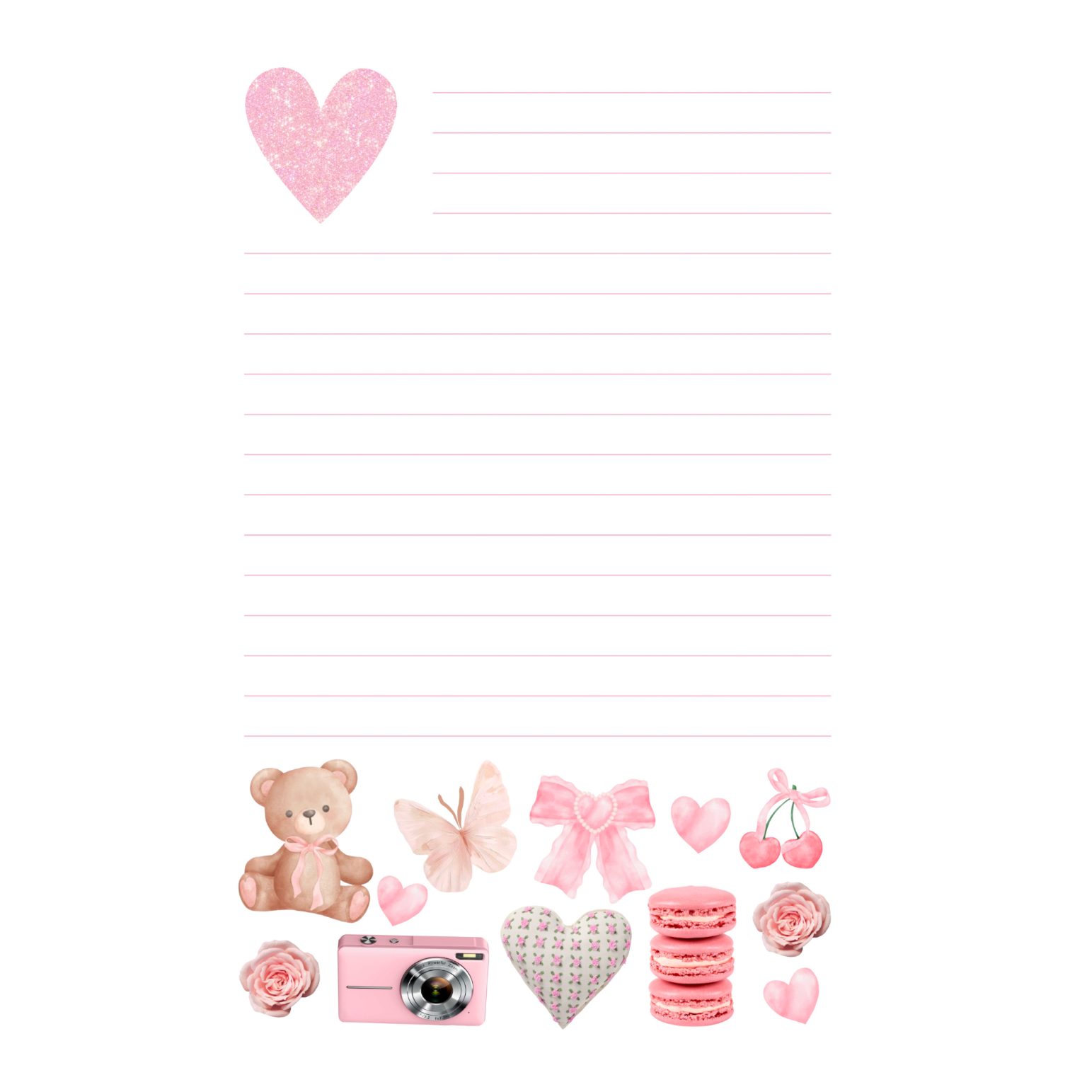 Preppy Lined Camp Notepad | Pink Camp Stationery for Kids | Bee Bee Designs
