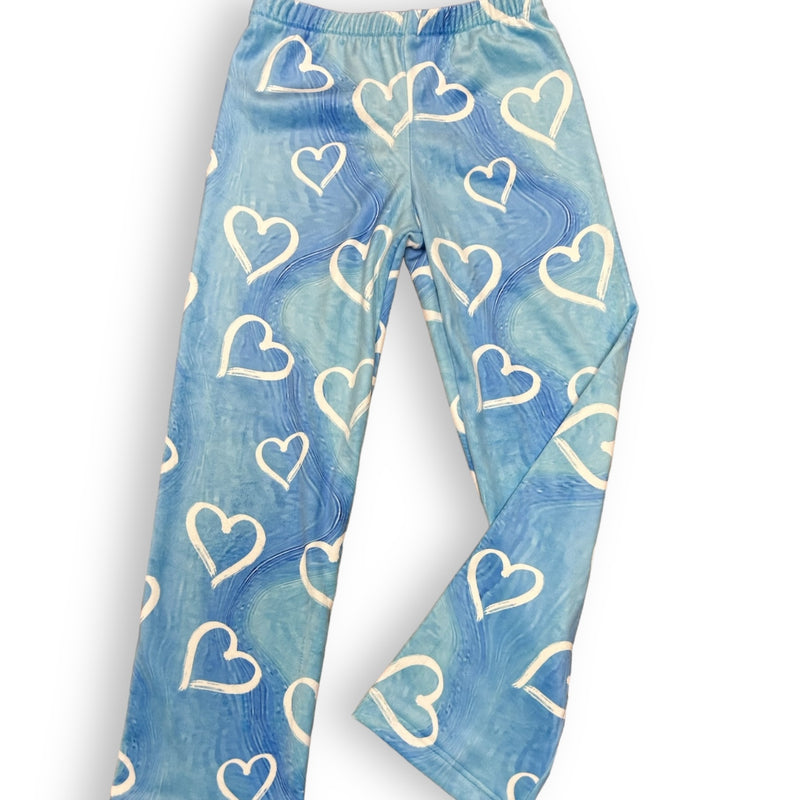 Blue Painted Hearts Fuzzy Pants – Bee Bee Designs