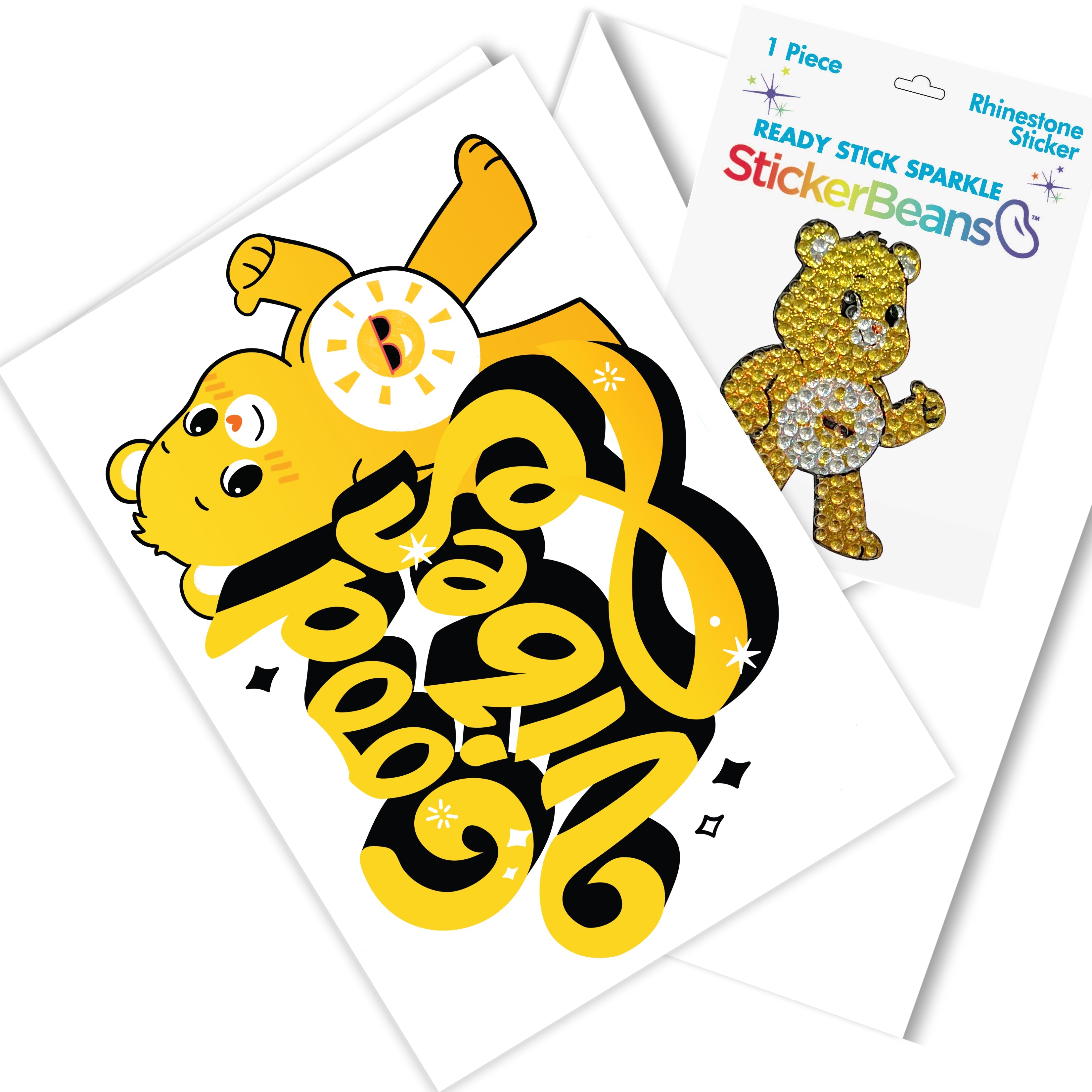 Care Bear Good Vibes Stickerbean Card – Bee Bee Designs