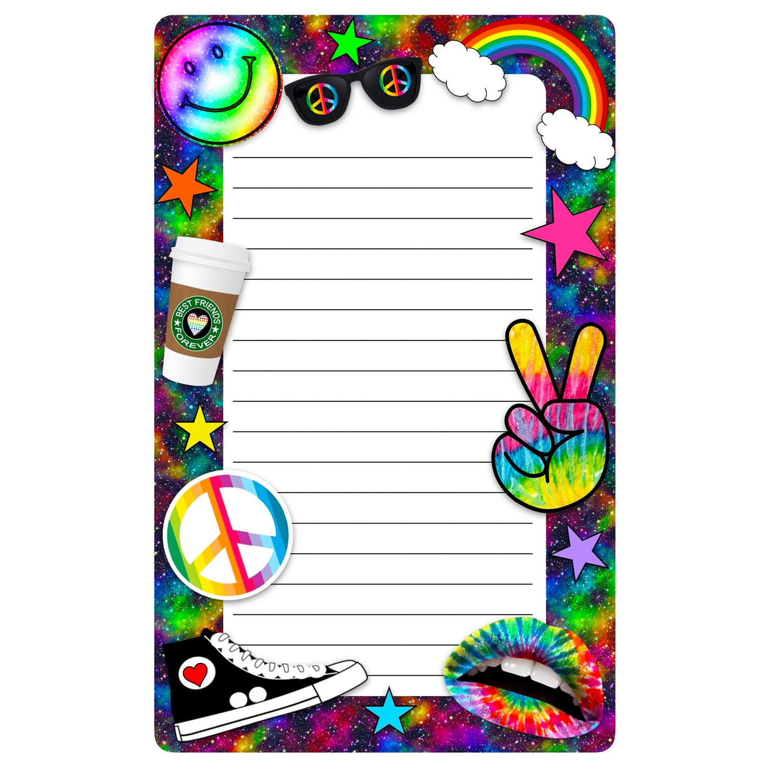 Rainbow Smiley Collage Notepad – Bee Bee Designs